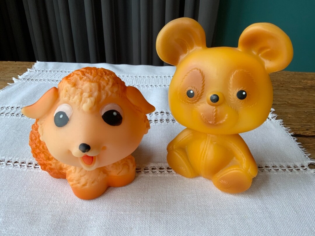 Vintage Rubber Toy Bear & Toy Sheep Set of 2, Gift for Kids the 1970s ...