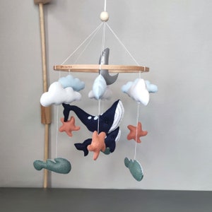 Baby Mobile Mother's Love Blue Whale Sea Waves Ocean Whales Sawed ...