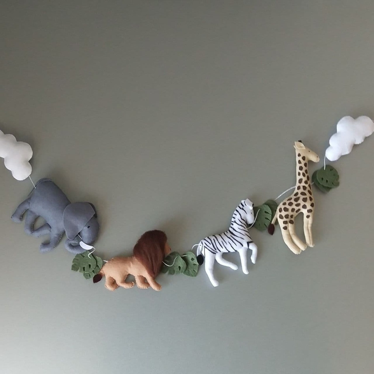Safari Animals Garland Nursery Monstera Wall Decor Garland - Etsy