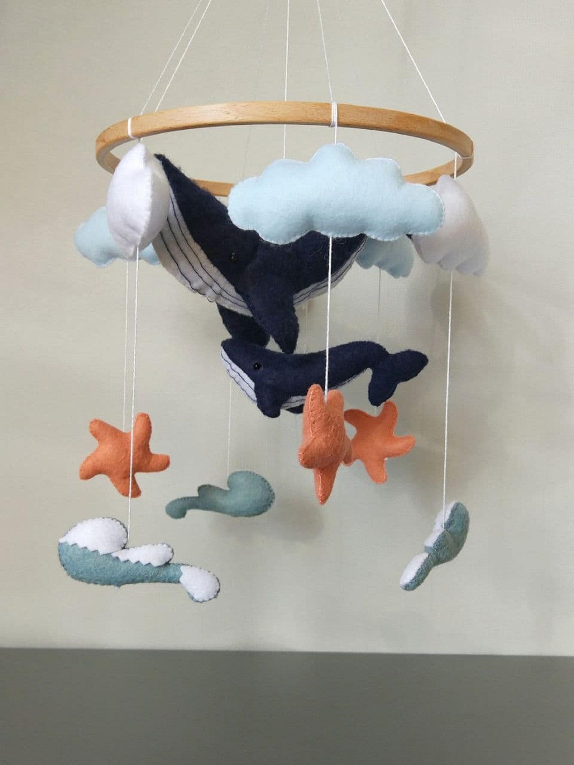 Baby Mobile Mother's Love Blue Whale Sea Waves Ocean | Etsy