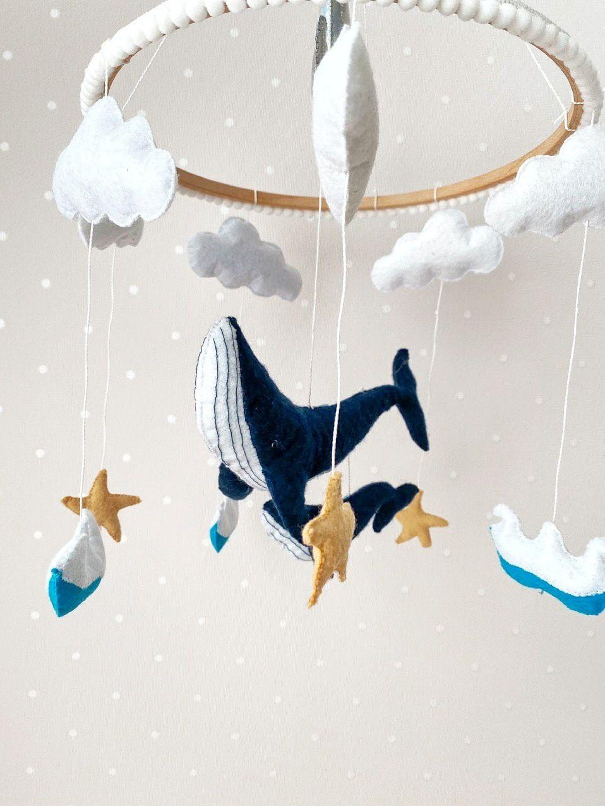 Baby mobile Mother's love Blue Whale Sea waves Ocean | Etsy
