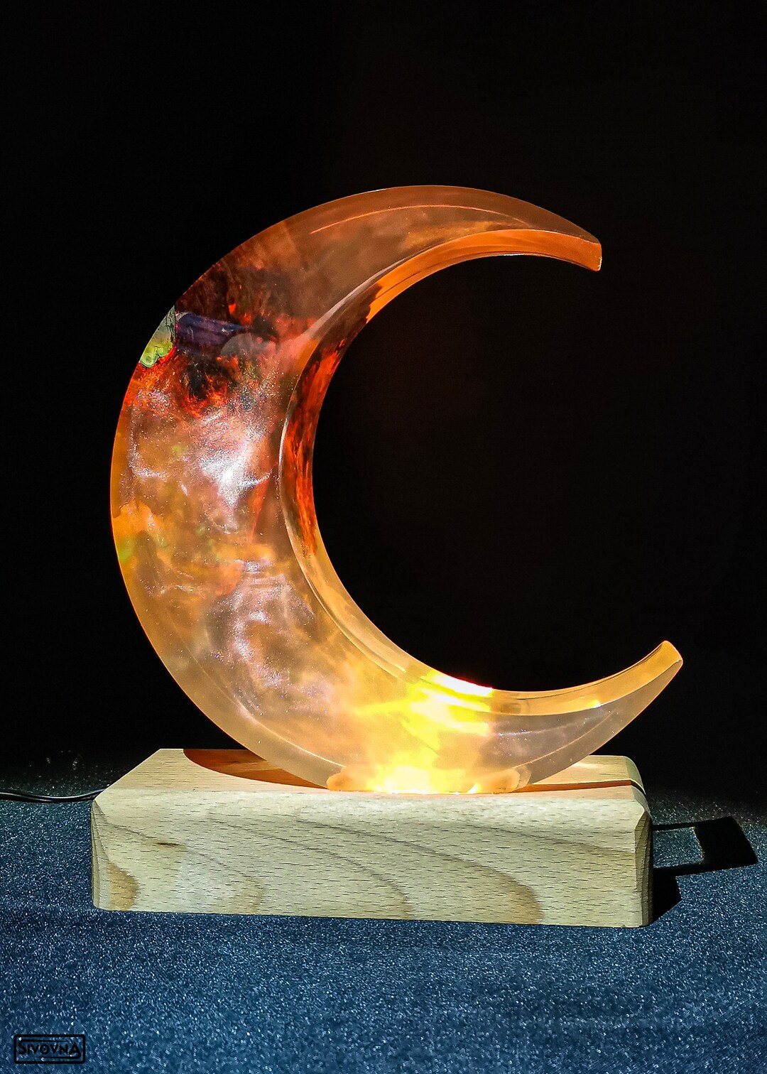 Epoxy Resin Lamp Whith Remote / Moon Lamp / Moonlight Lamp / Wood Lamp ...