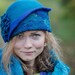 Felted Blue Cloche Hat for Woman, Blue Winter Cloche Hat, Handmade Wool ...