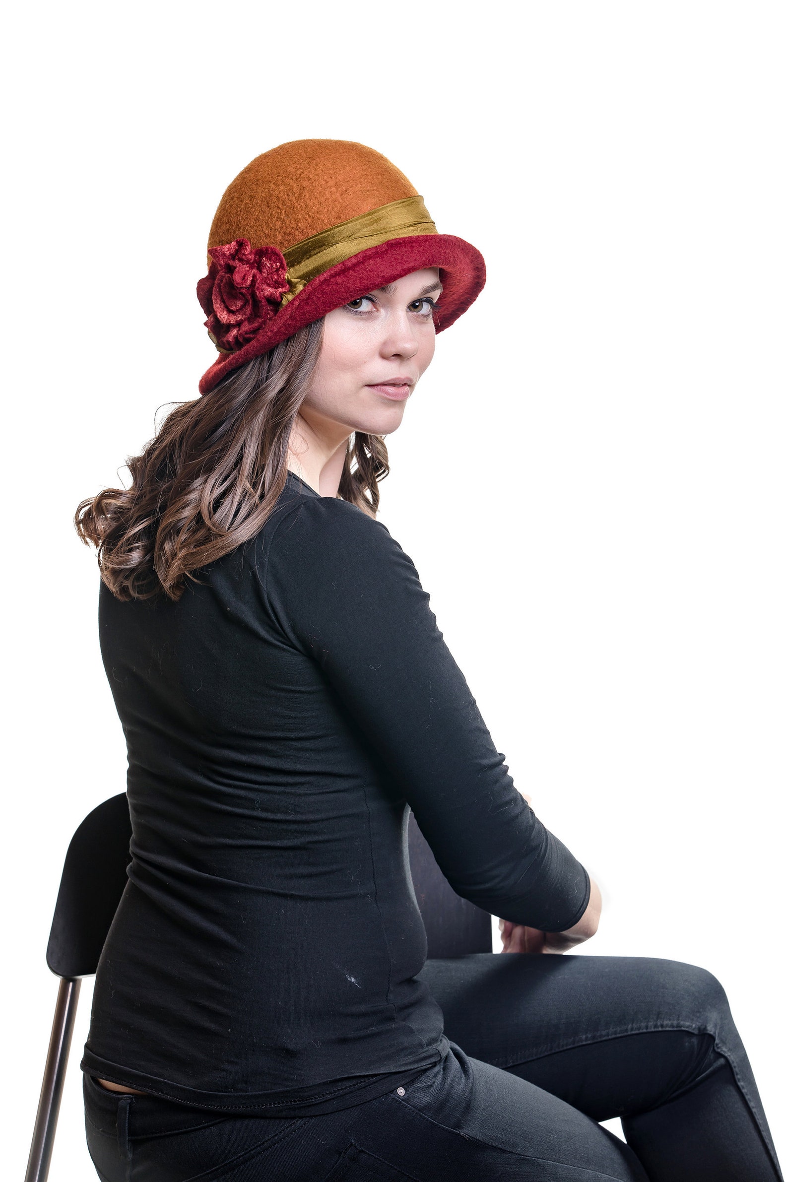 Merino Wool Cloche Hat, 20s Hat, 20s Style Hat, Felt Hat, Wool Hat ...