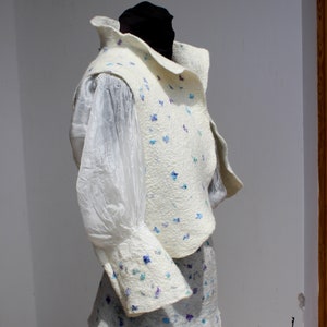 Felted Blouse, White Felted Wool, Women Nuno Felt Top, Wearable Art ...