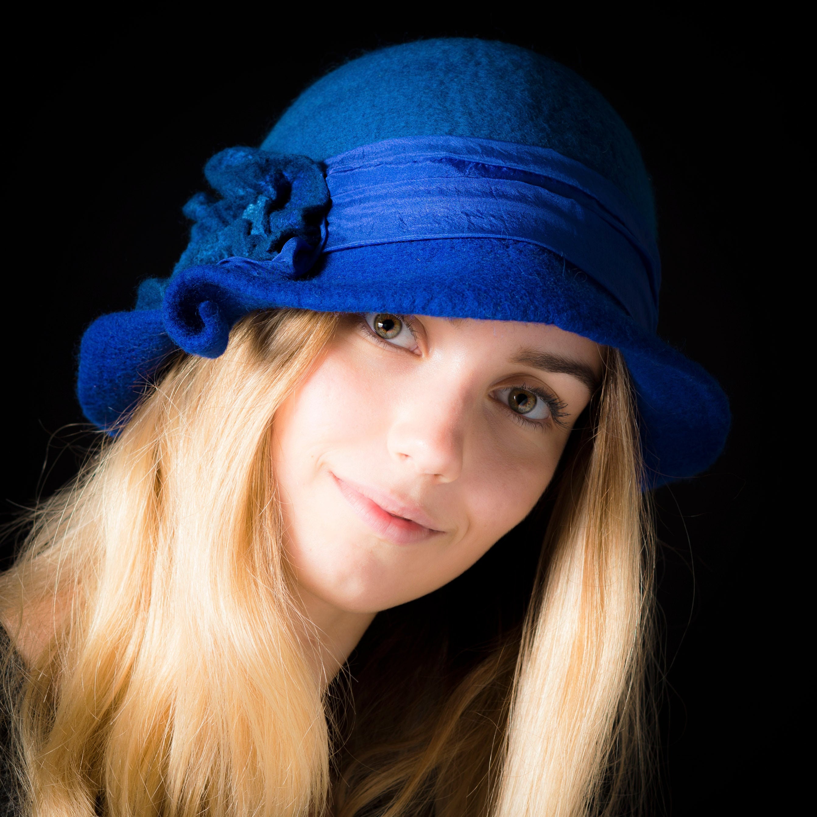 Blue Cloche Hat, Nuno Felted Winter Hat, Felt Hat for Winter Felted ...