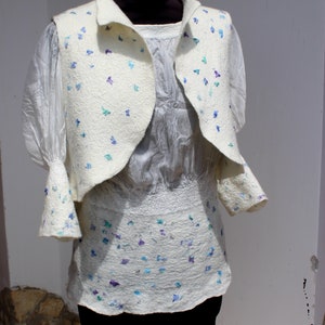 Felted Blouse, White Felted Wool, Women Nuno Felt Top, Wearable Art ...