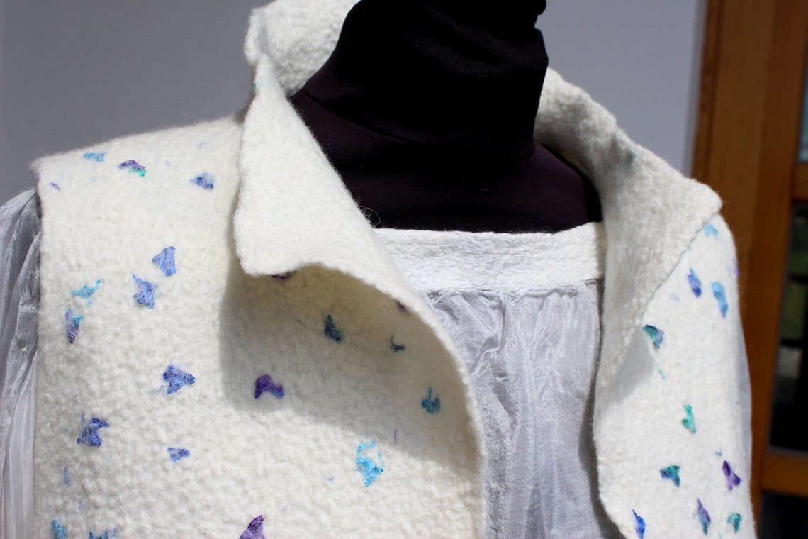 Felted Blouse White Felted Wool Women Nuno Felt Top - Etsy