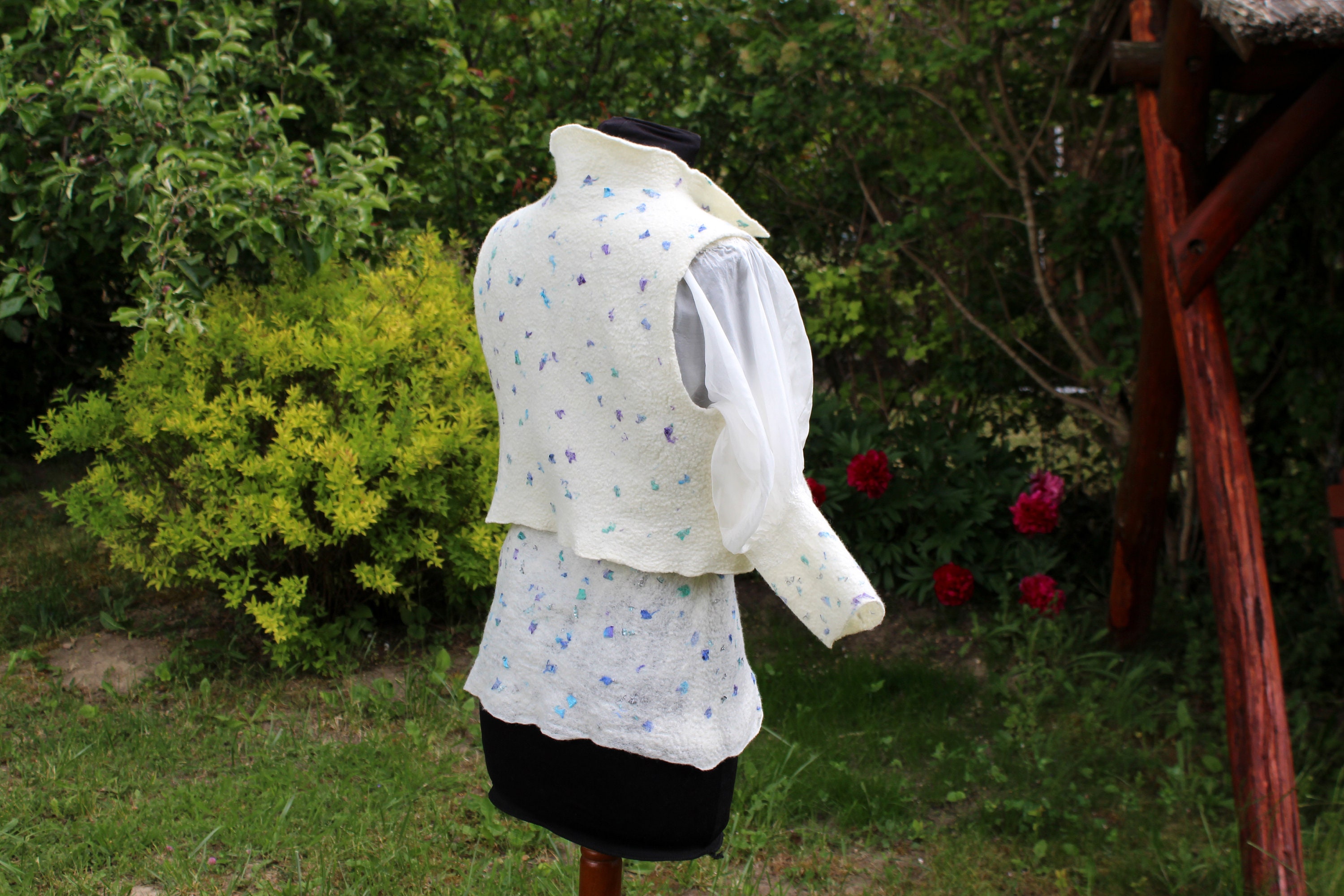 Felted Blouse, White Felted Wool, Women Nuno Felt Top, Wearable Art ...