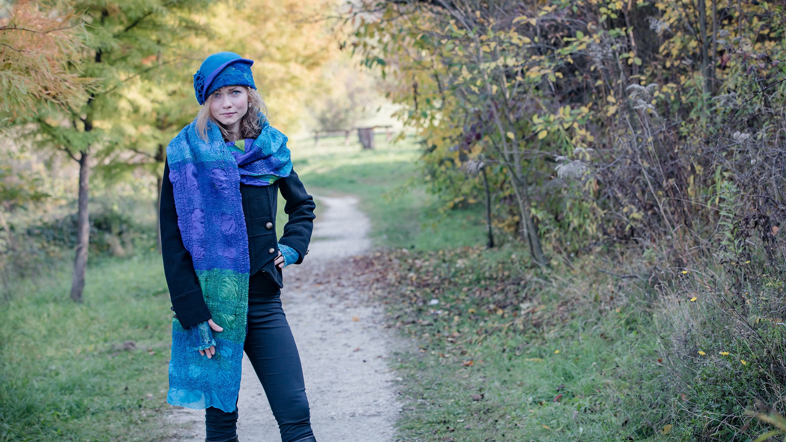 Felted Blue Cloche Hat for Woman, Blue Winter Cloche Hat, Handmade Wool ...