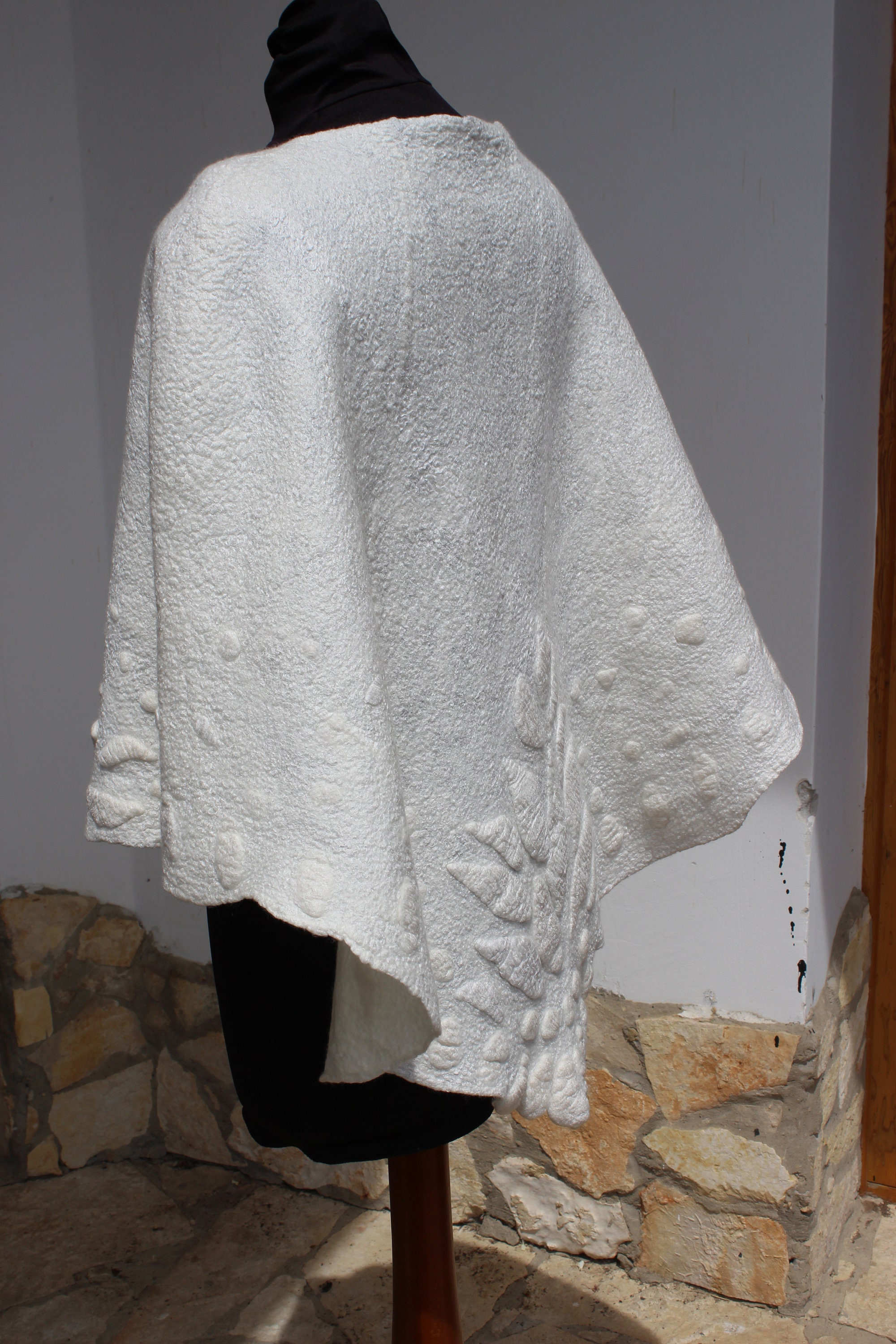 White Woman's Wool Poncho, Wedding Bridal Cloak, Women Bolero, Bridal ...
