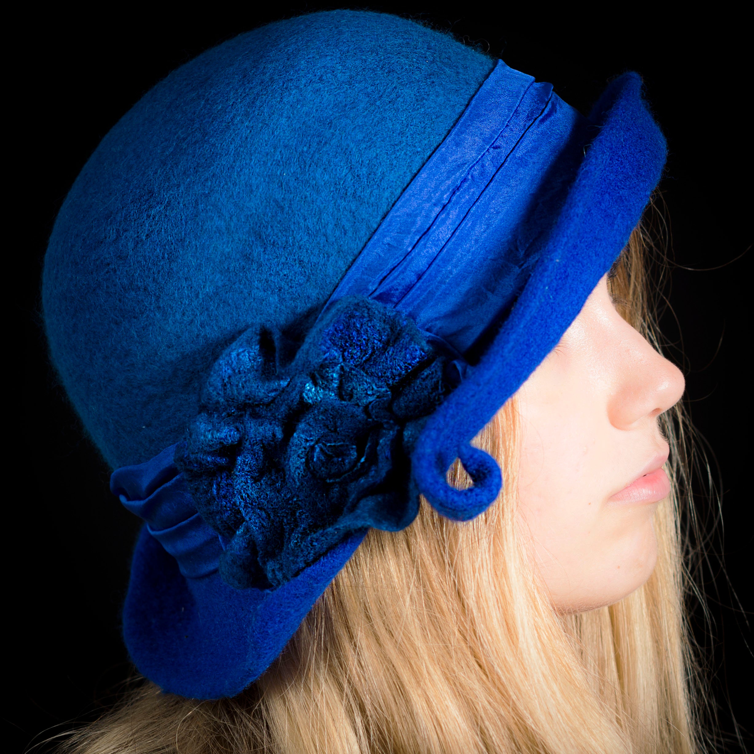 Blue Cloche Hat, Nuno Felted Winter Hat, Felt Hat for Winter Felted ...