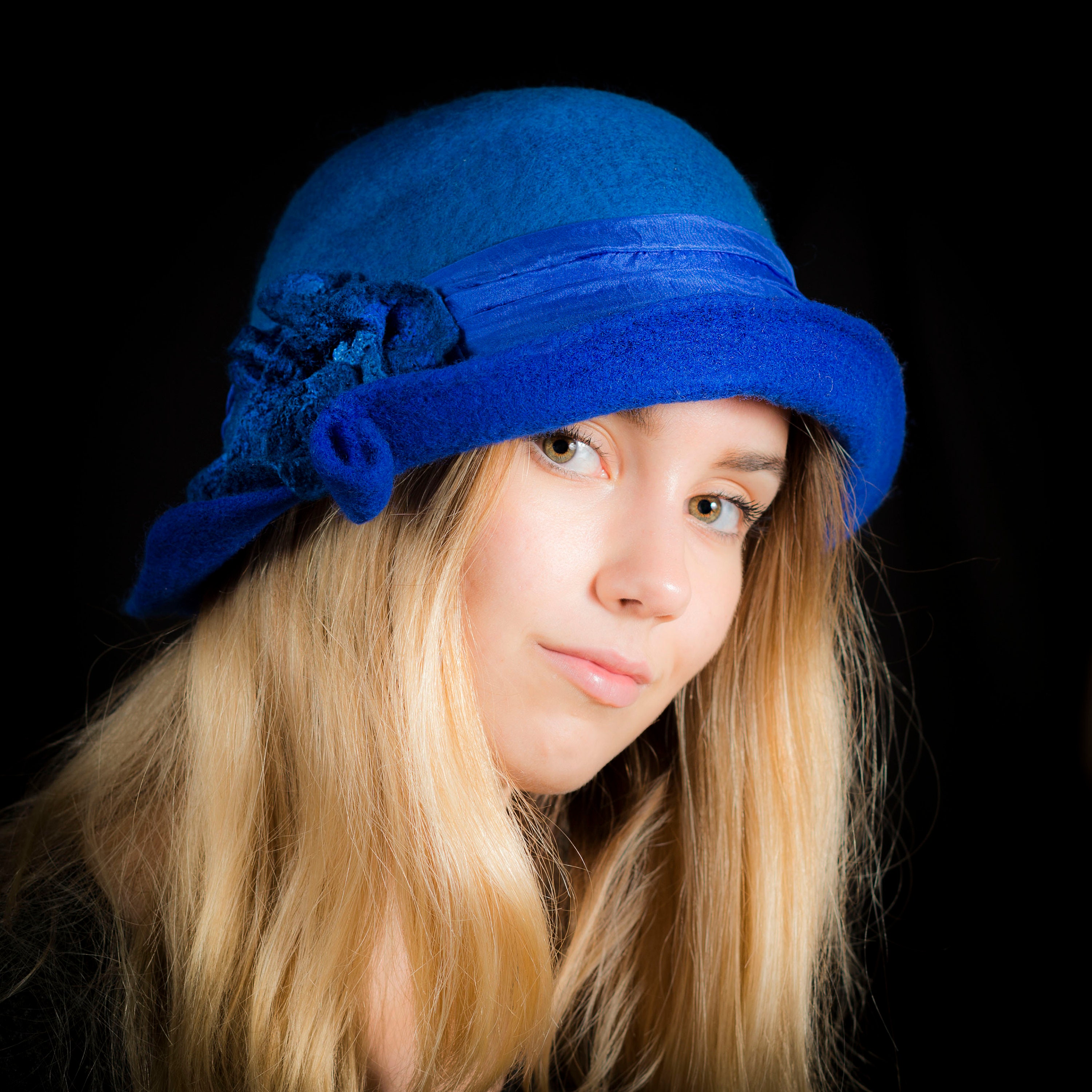 Blue Cloche Hat, Nuno Felted Winter Hat, Felt Hat for Winter Felted ...