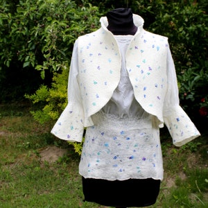 Felted Blouse, White Felted Wool, Women Nuno Felt Top, Wearable Art ...
