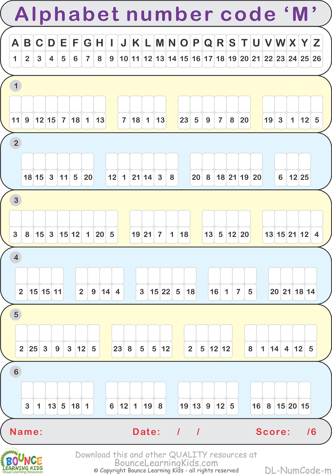 Alphabet Number Code Match the Letters to the Numbers to - Etsy