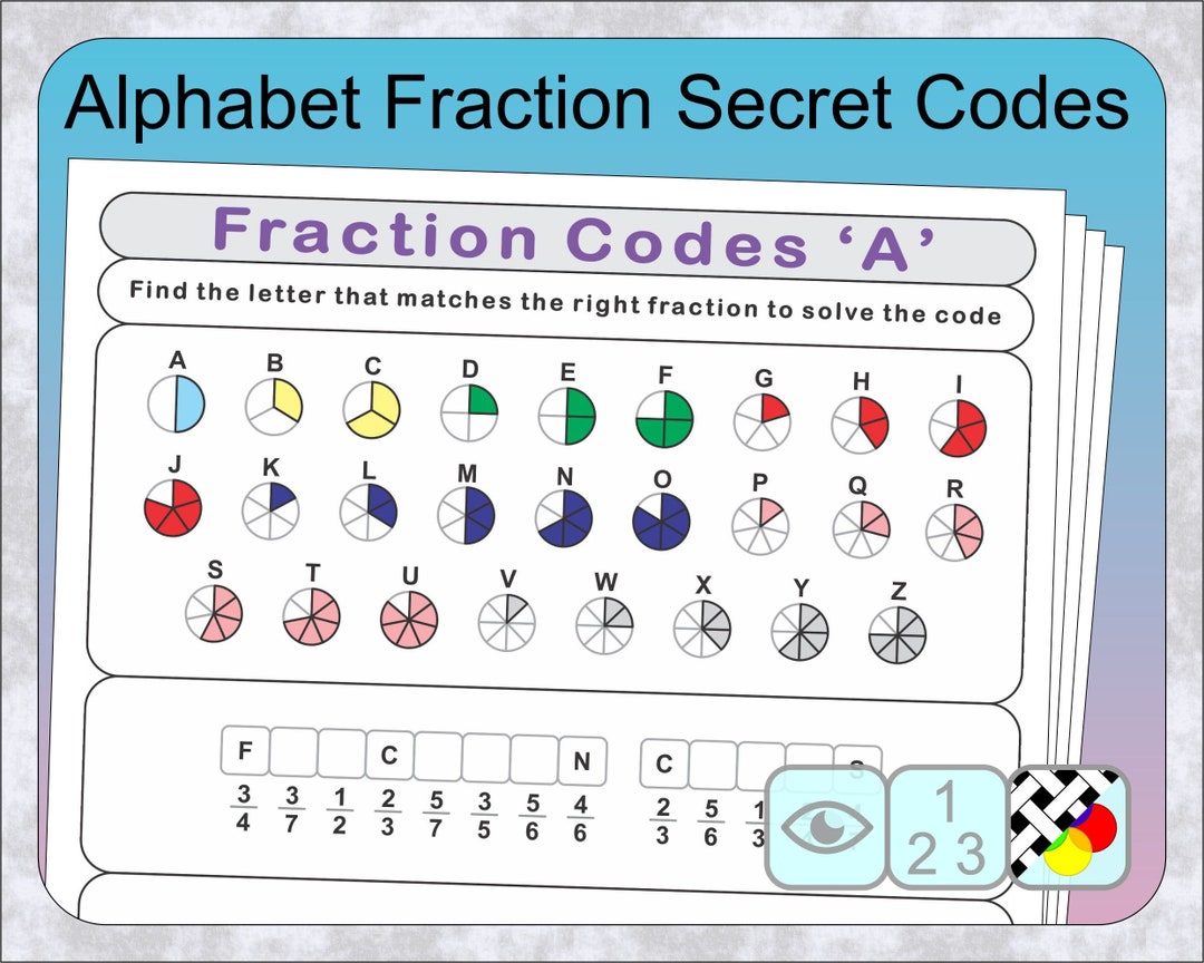 Alphabet Fraction Secret Codes Match the Letters to the Fractions to ...
