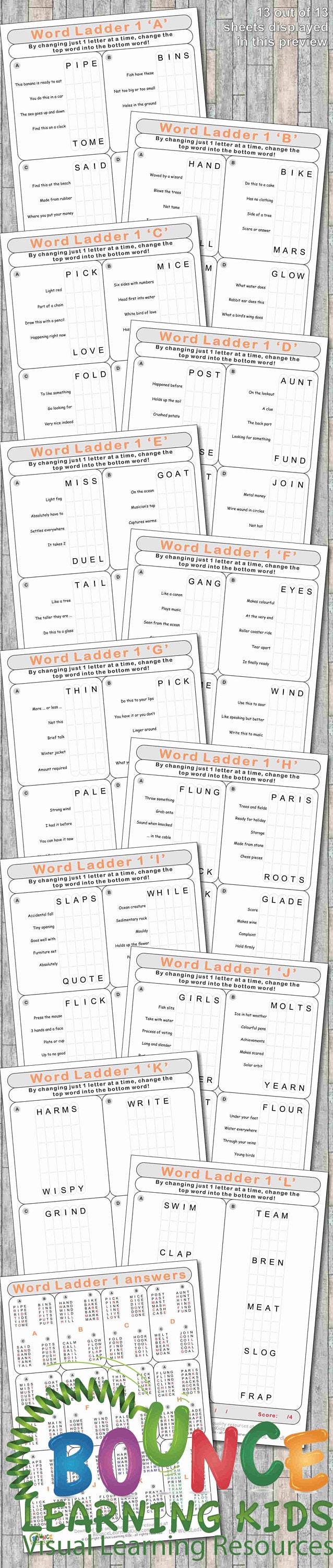 Word Ladder 1 - Change One Letter to Make a New Word - Etsy