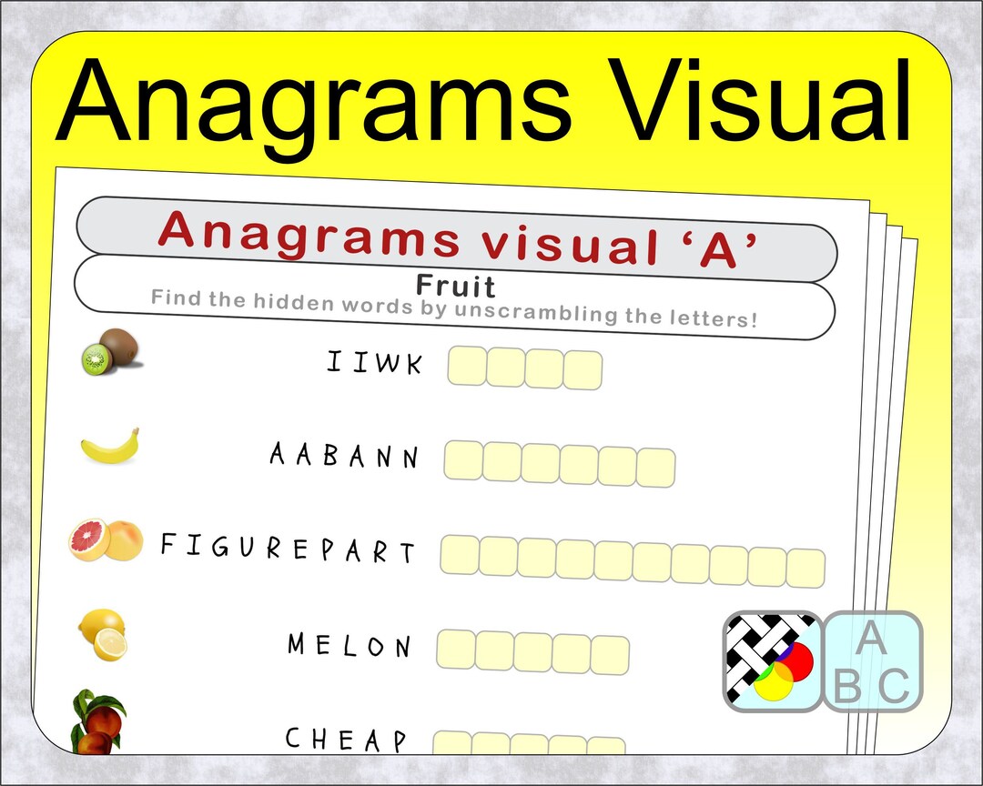 Anagrams Visual - Use the Picture Clues to Solve Each Anagram - Etsy