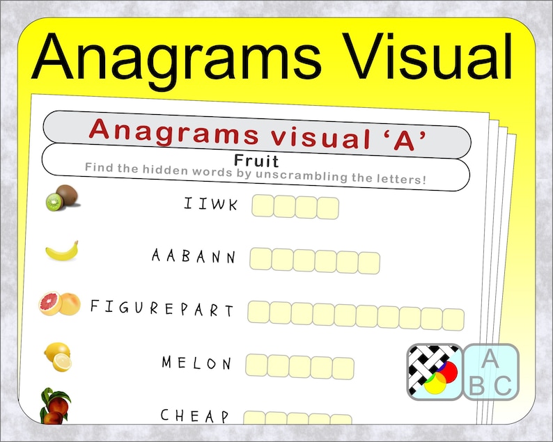 Anagrams Visual - Use the Picture Clues to Solve Each Anagram - Etsy