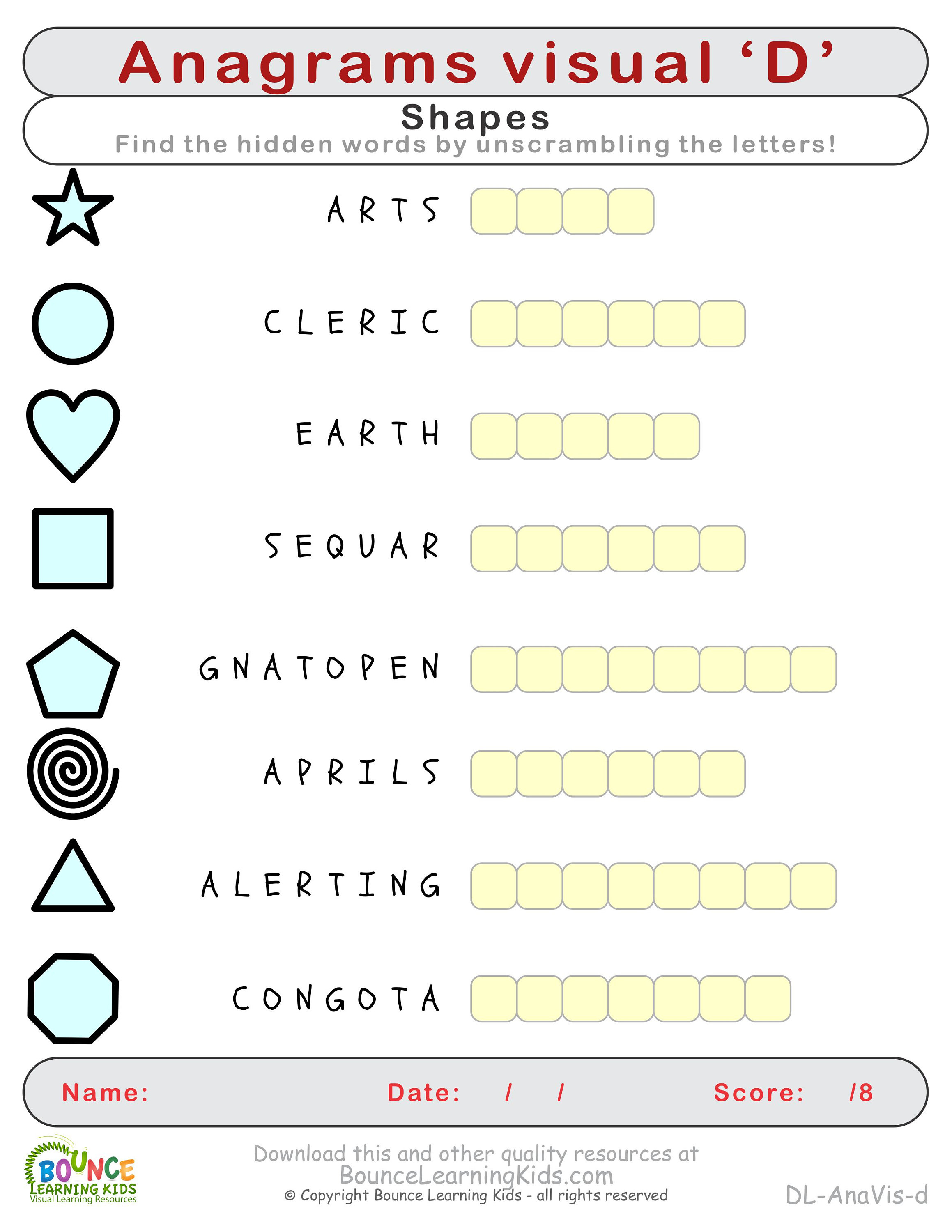 Anagrams Visual Use the Picture Clues to Solve Each Anagram - Etsy