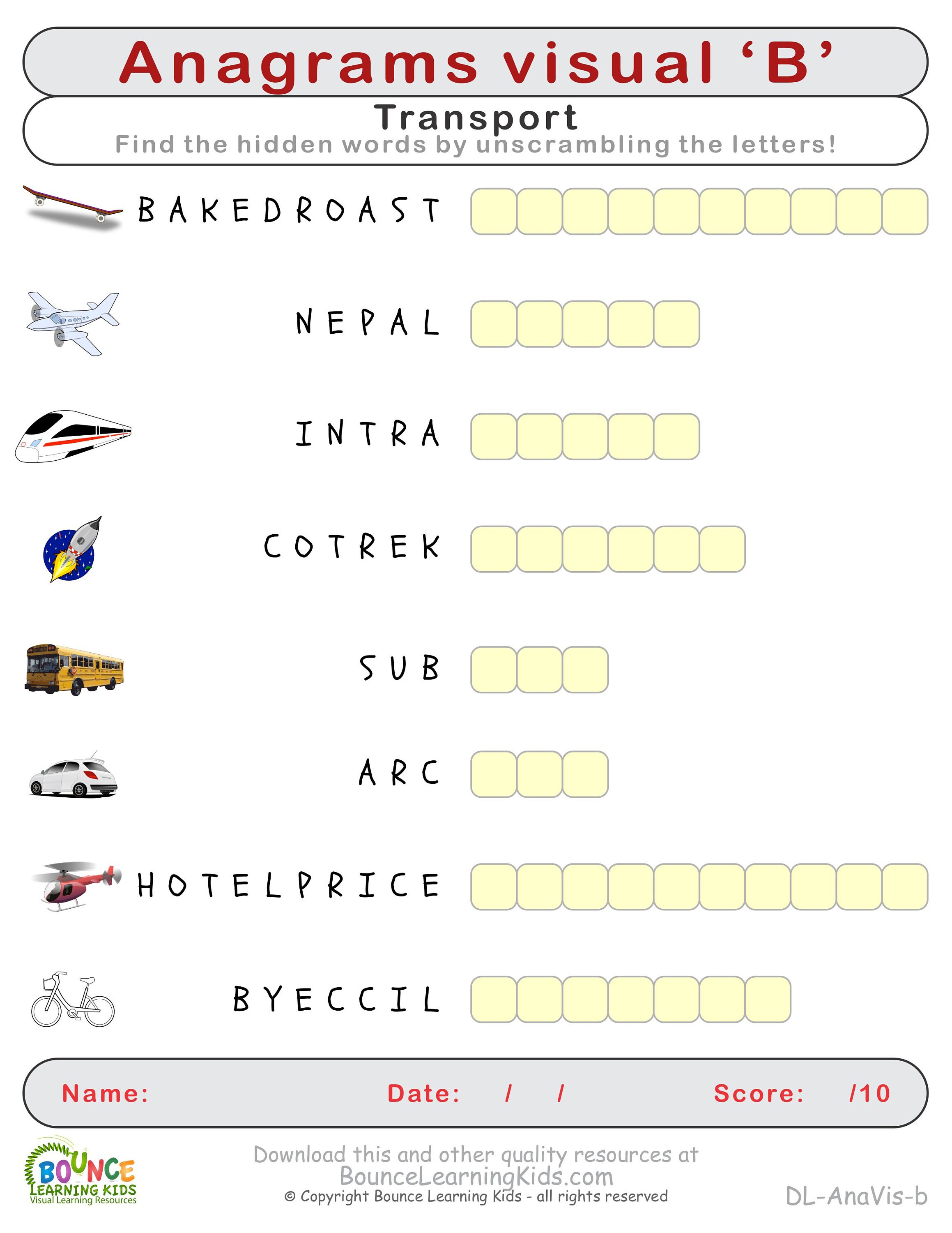 Anagrams Visual Use the Picture Clues to Solve Each Anagram - Etsy