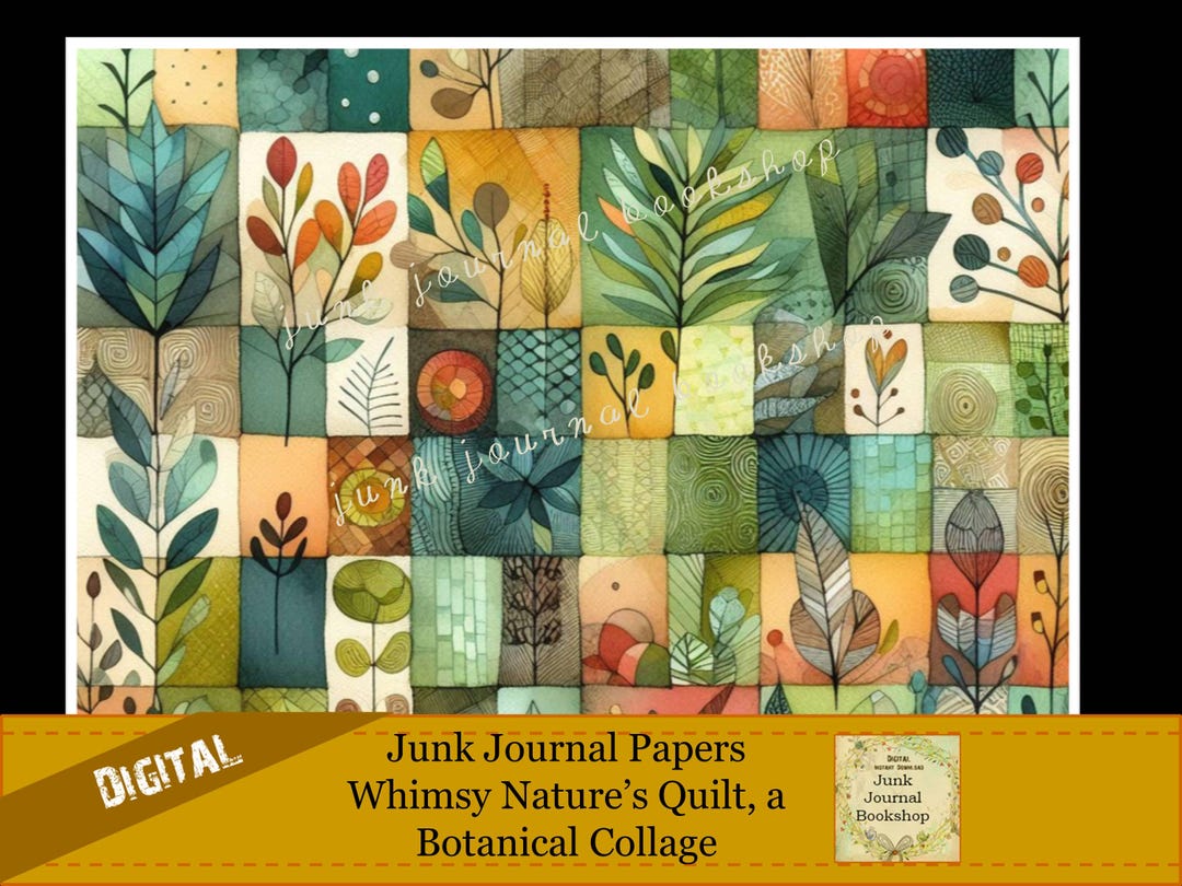 Digital Art Background Prints for Junk Journals. Whimsical Collage ...