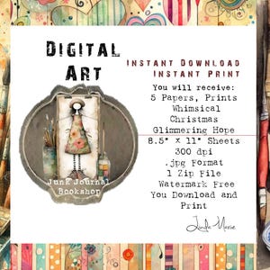 Digital Art of Whimsy Girls With a Short Christmas Poem. Five (5 ...