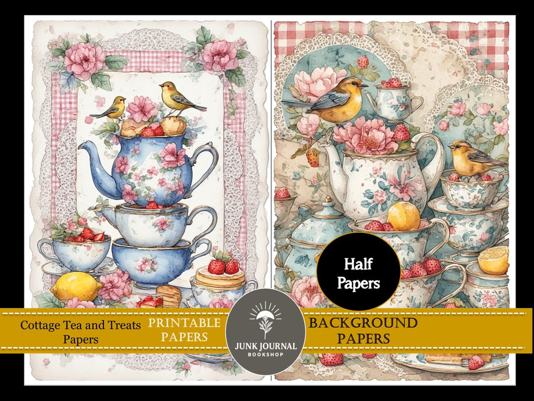 Grunge Paper Pack – Cottage Tea and Treats Paper Bundle, Junk Journal ...