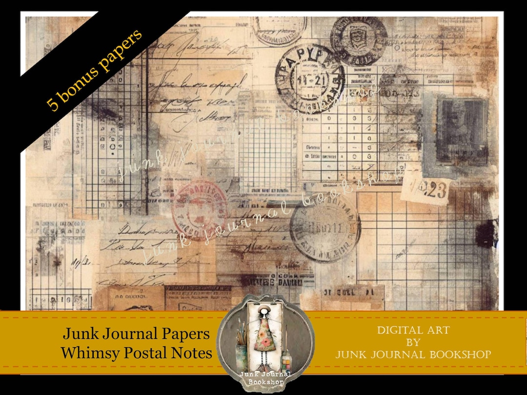 Whimsical Postal Notes: Junk Journal Digital Paper (digital Download ...