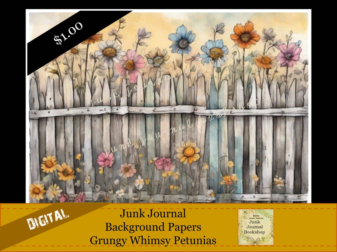 Junk Journal Paper: Grungy Petunias Backgrounds (digital Download) - Etsy