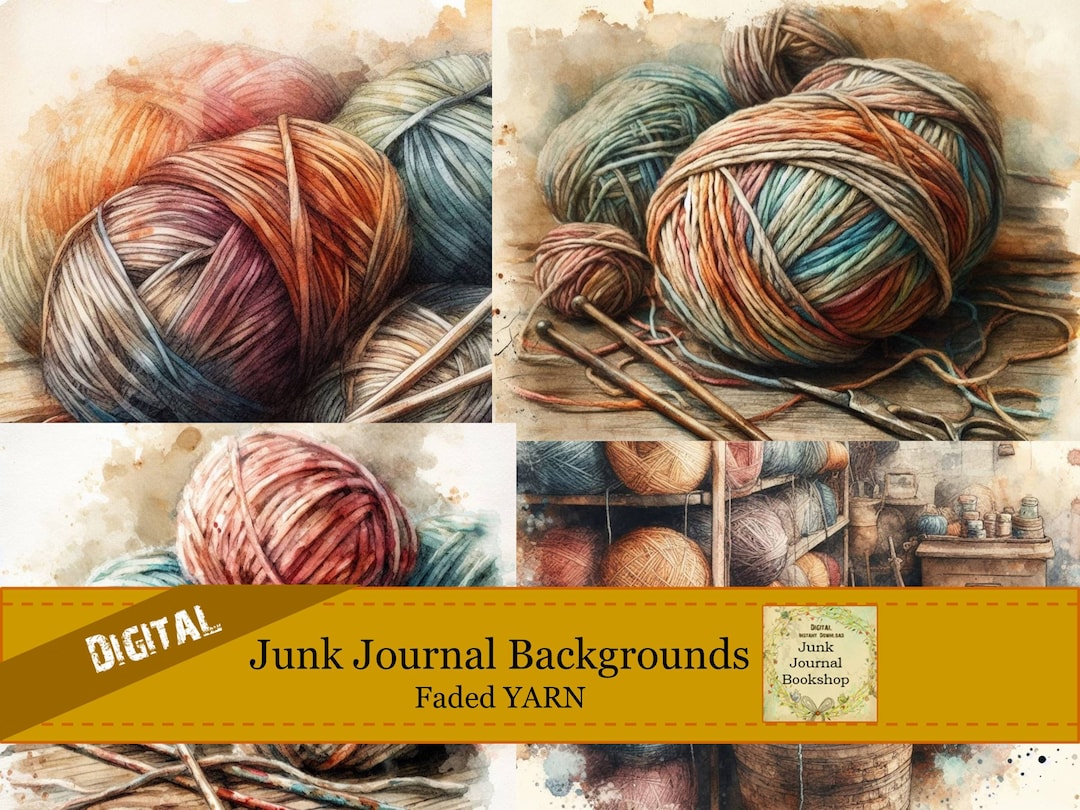 Faded Yarn Digital Paper: Junk Journal Backgrounds (digital Download ...