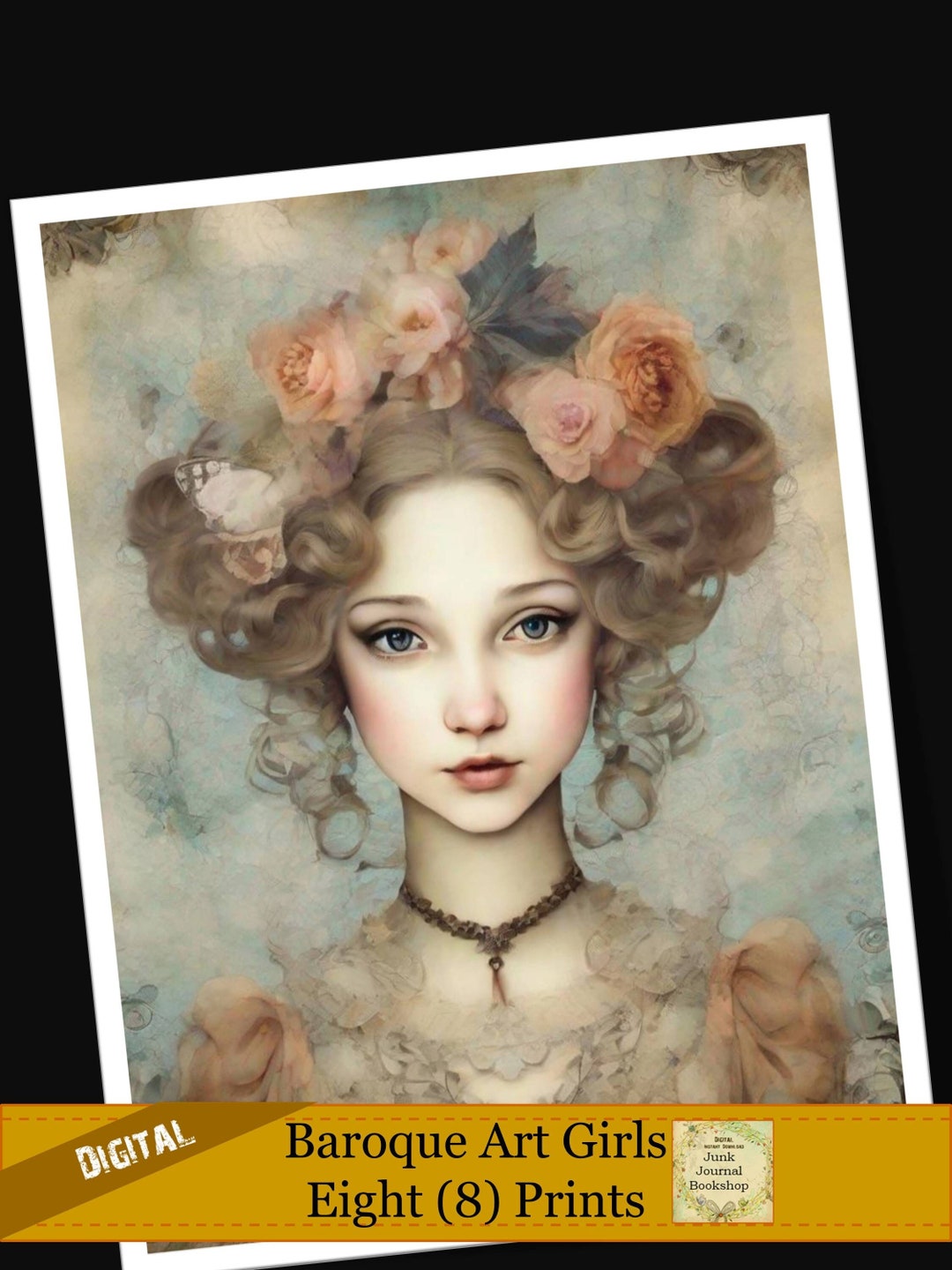 Digital Prints of Eight (8) Baroque Art Girls. Junk Journal Prints ...