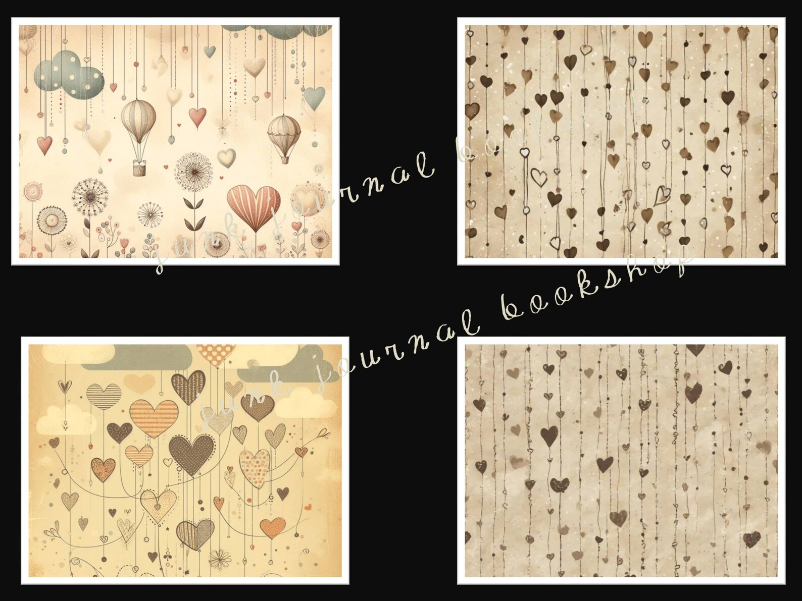 Heart Strings Junk Journal Papers: Whimsical Digital Art (digital ...