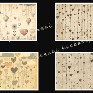 Digital Art Junk Journal Background Papers. Whimsy Heart Strings ...