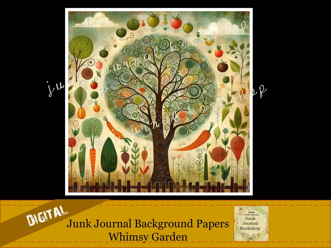Whimsical Garden Junk Journal Paper: Printable Backgrounds (digital ...