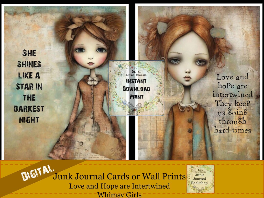 Digital Whimsy Art. Whimsy Girl Prints, "love and Hope Are Intertwined ...