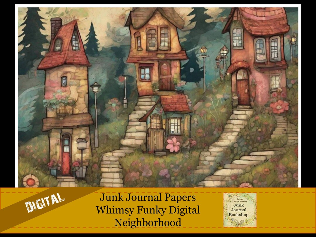 Digital Background Prints for Junk Journals. Whimsical Funky ...
