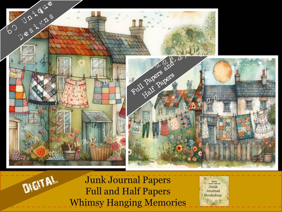 Whimsical Hanging Memories Junk Journal Paper (digital Download) - Etsy