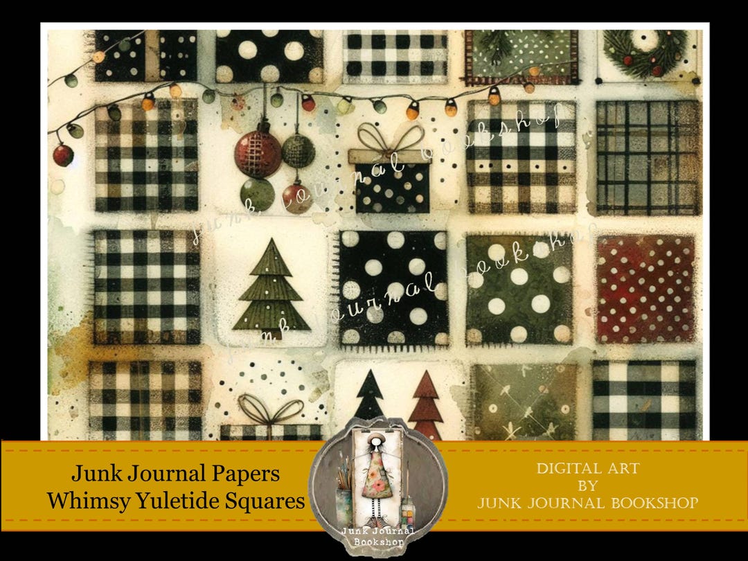 Christmas Junk Journal Paper: Whimsy Yuletide Squares (digital Download ...