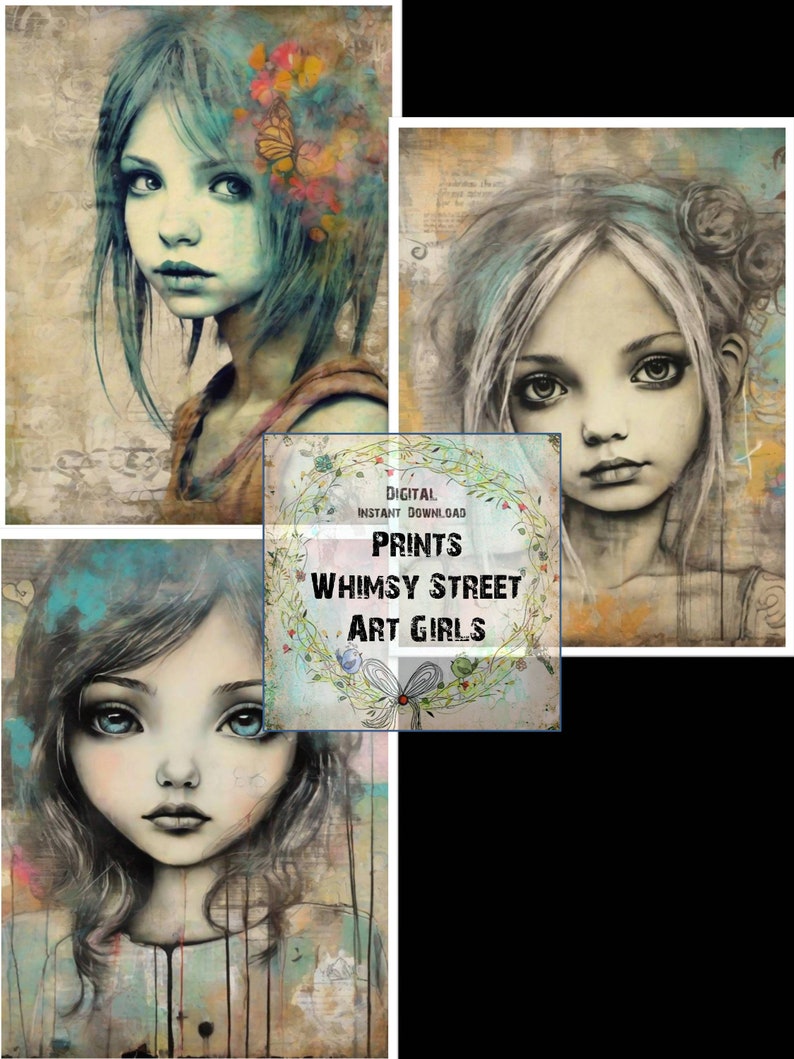 Whimsical Girl Art Prints: Street Style, Set of 9 (digital Download) - Etsy