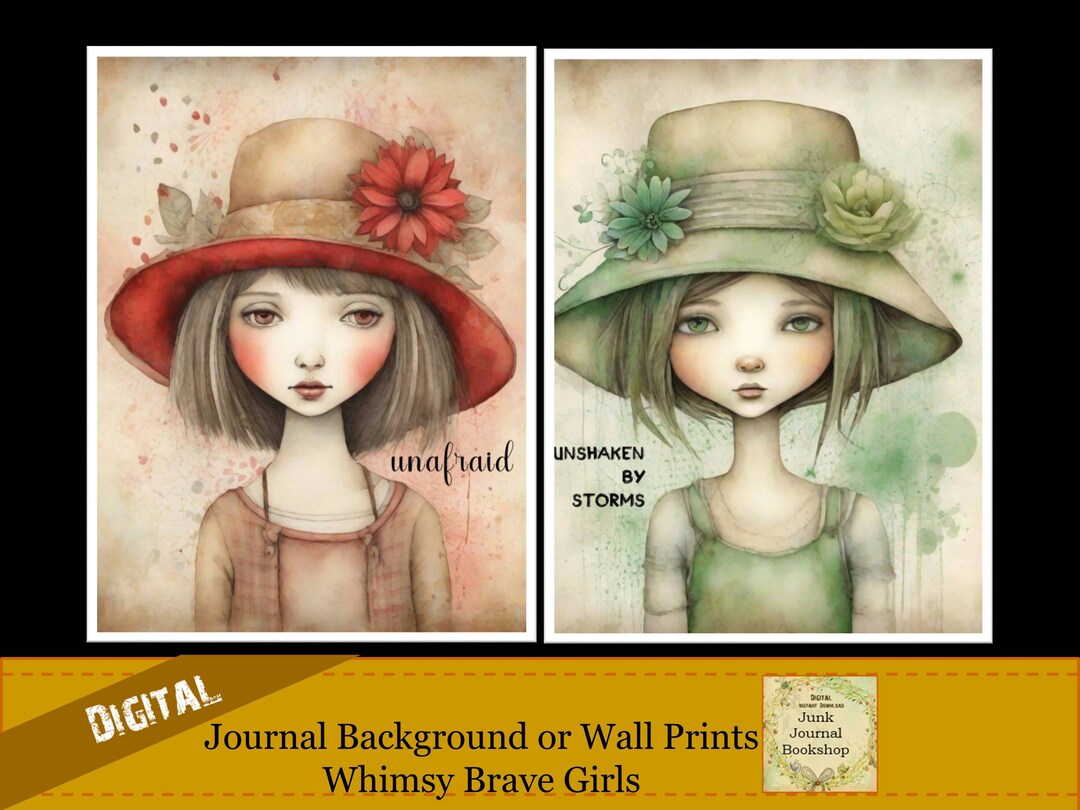 Whimsical Brave Girls Art Prints: Journal Backgrounds (digital Download) - Etsy
