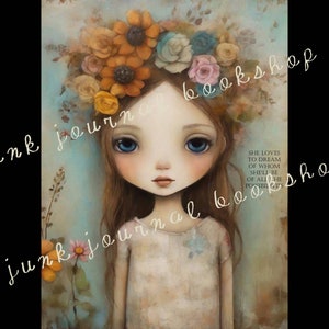 Digital Whimsy Art. Whimsy Girl Prints, "humble and Kind". Junk Journal ...