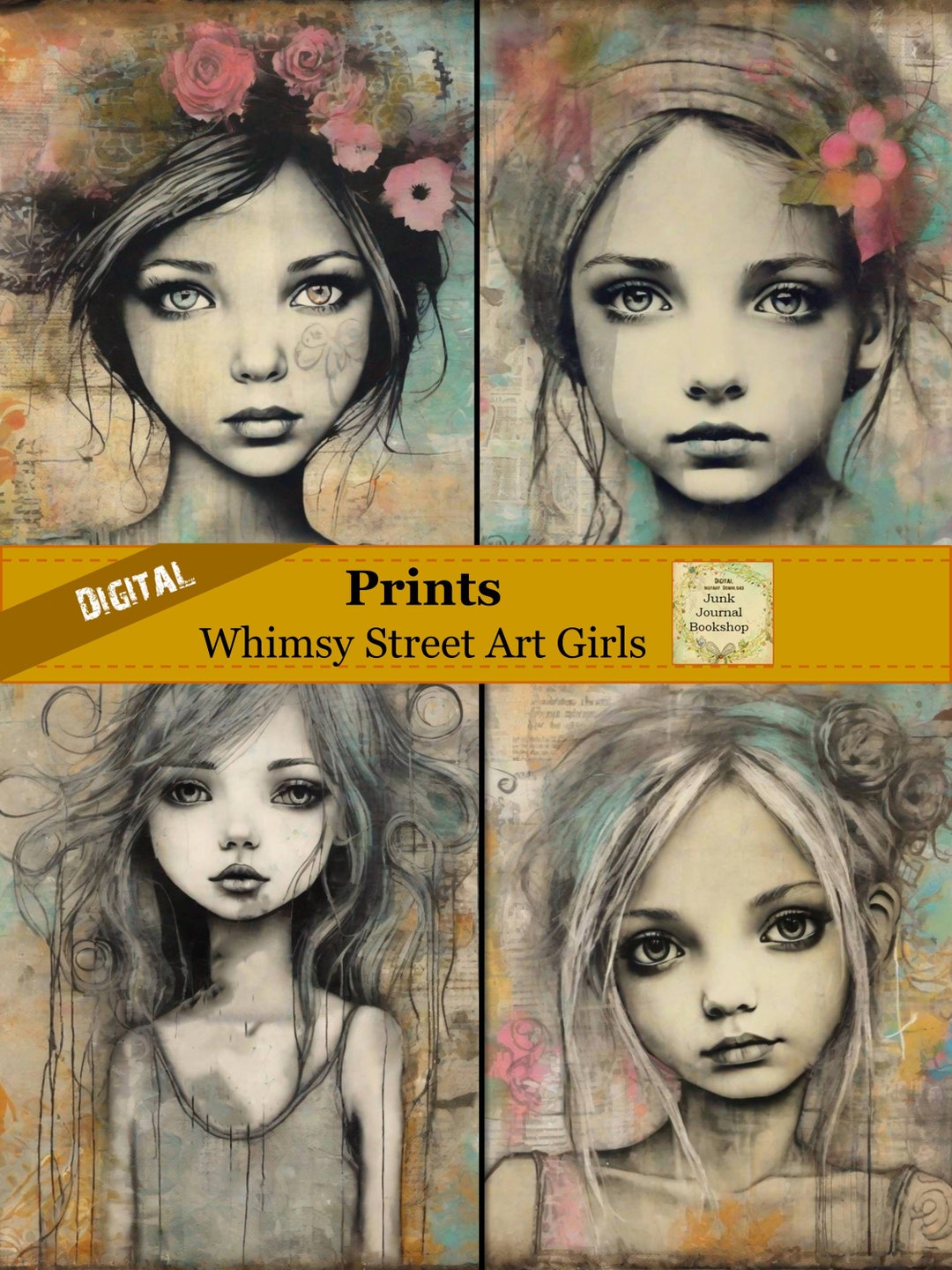 Whimsical Girl Art Prints: Street Style, Set of 9 (digital Download) - Etsy