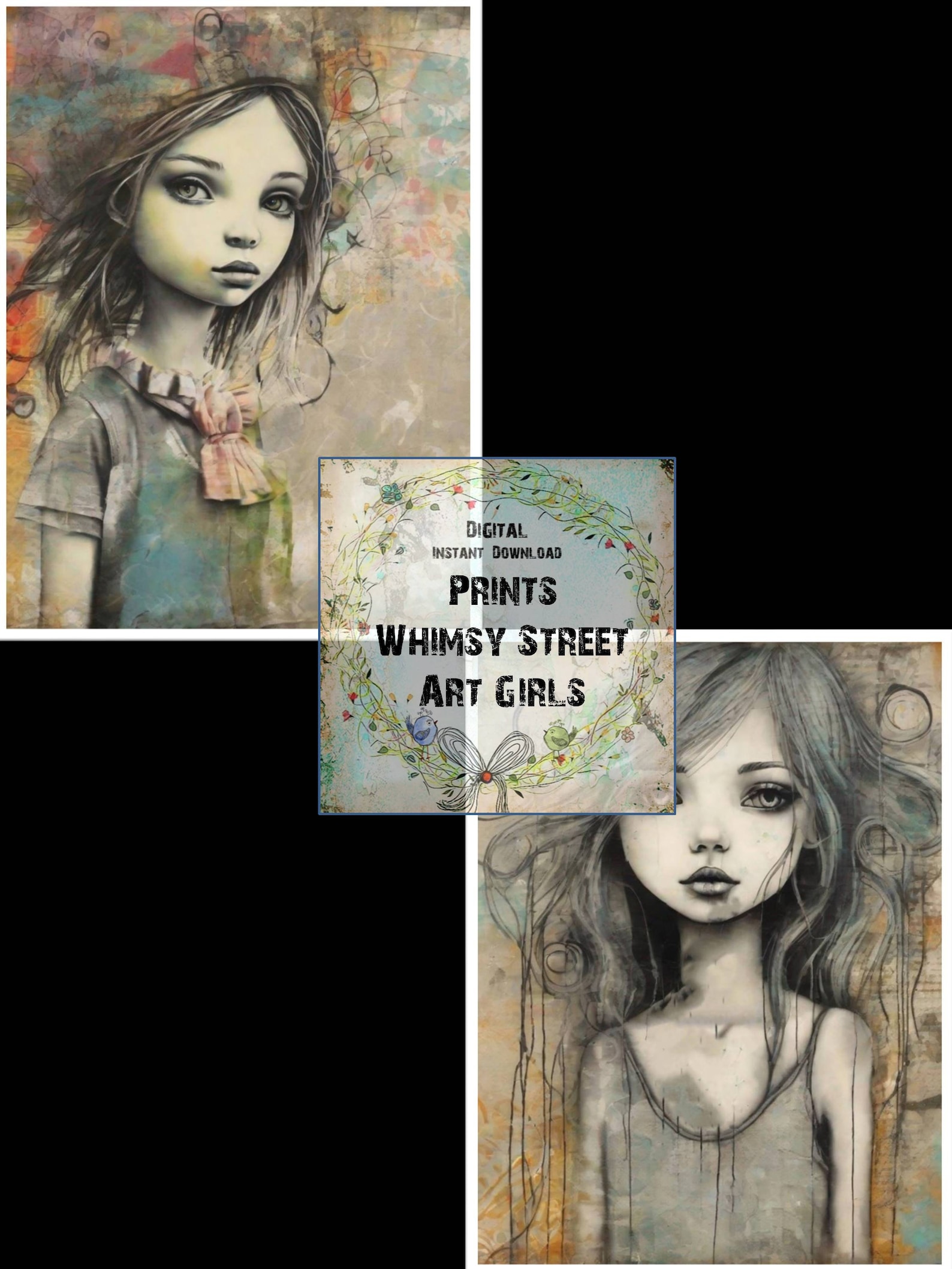 Whimsical Girl Art Prints: Street Style, Set of 9 (digital Download) - Etsy