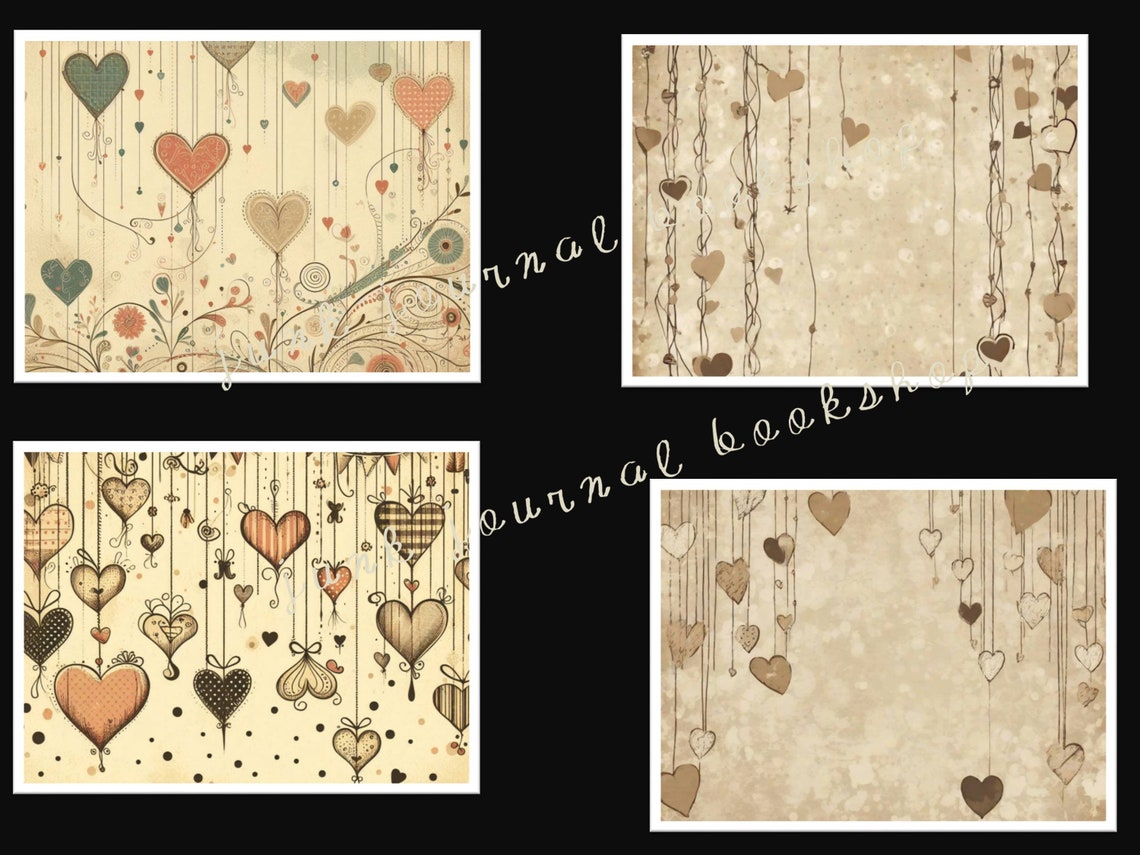 Heart Strings Junk Journal Papers: Whimsical Digital Art (digital ...
