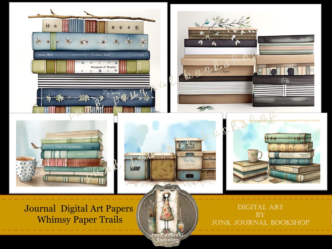 Rustic Books & Boxes Digital Art Prints: Junk Journal Paper (digital ...