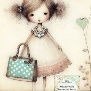 Digital Prints of Four Whimsy Girls With Purses and Pearls. Cute Prints ...