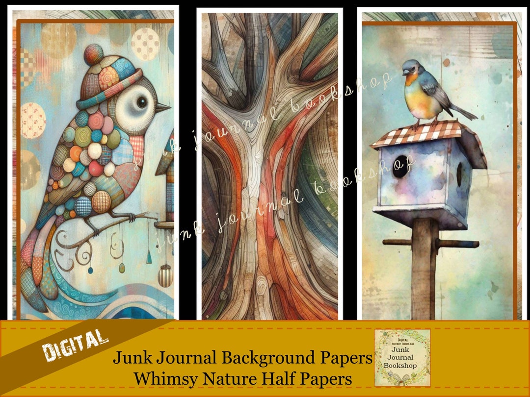 Whimsical Nature Junk Journal Papers: Bookshop Prints (digital Download ...