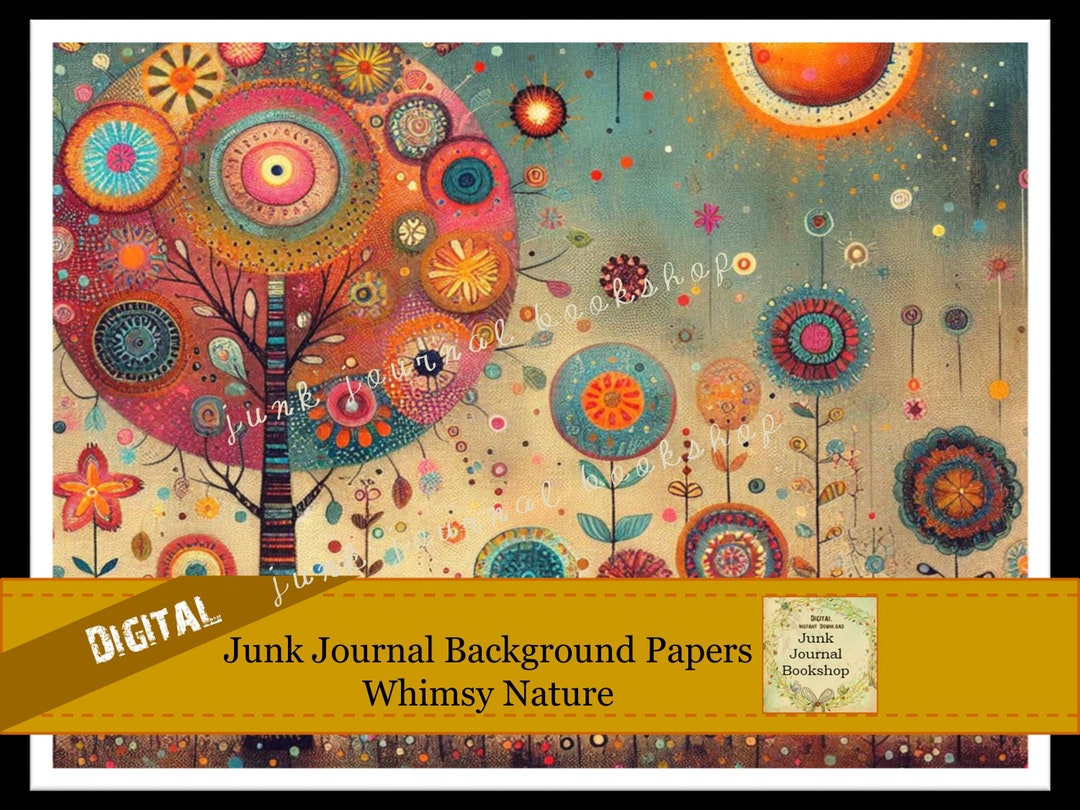 Whimsical Nature Junk Journal: Digital Art Background Papers (digital ...