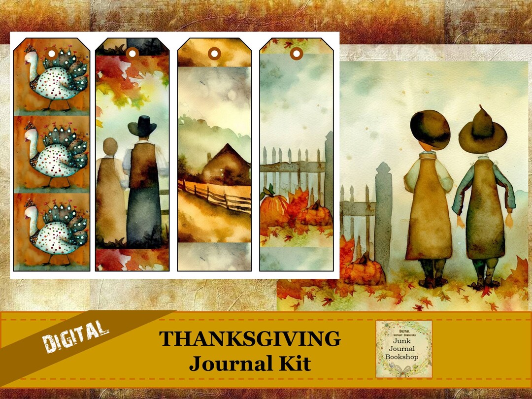 Handmade Digital Thanksgiving Journal Kit. Starter for Your Own Journal ...
